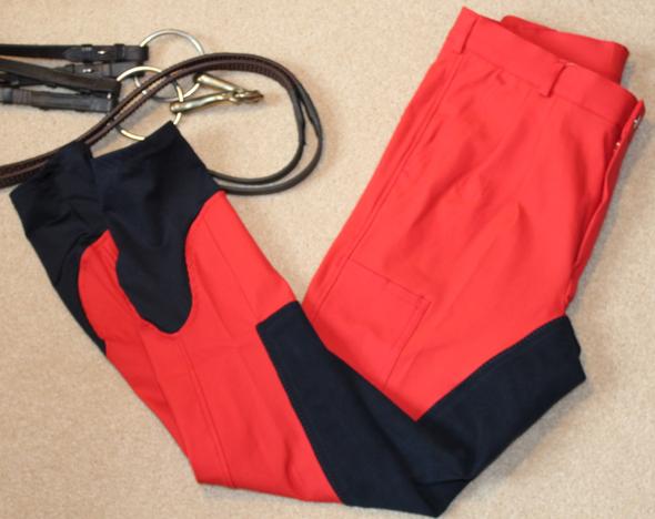 Equestriman nomorebeige red breeches - The Comfy Horse Company